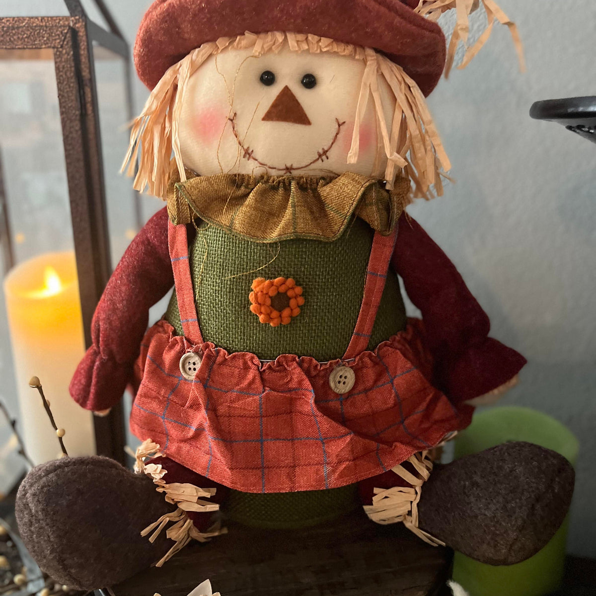 16" Sitting Scarecrow Girl – Whimsical Fall Companion – Inspired Homes ...